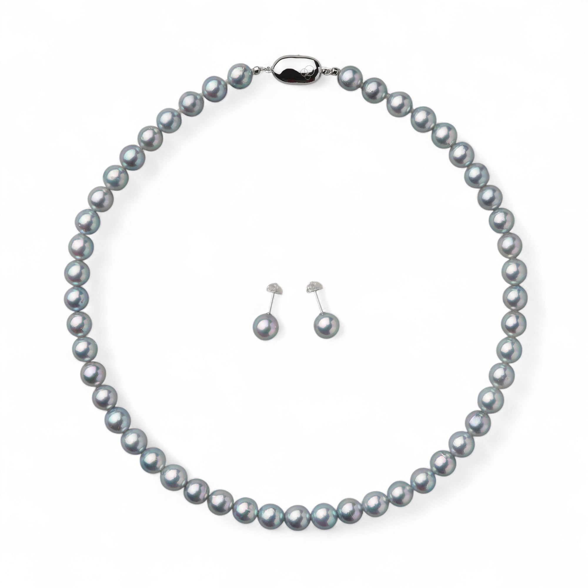 Akoya Pearl Necklace Set 8.0-8.5mm Gray – next commerce